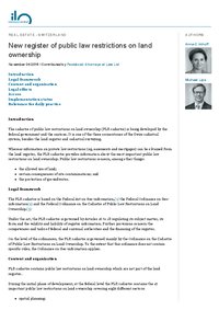 New register of public law restrictions on land ownership | Pestalozzi ...